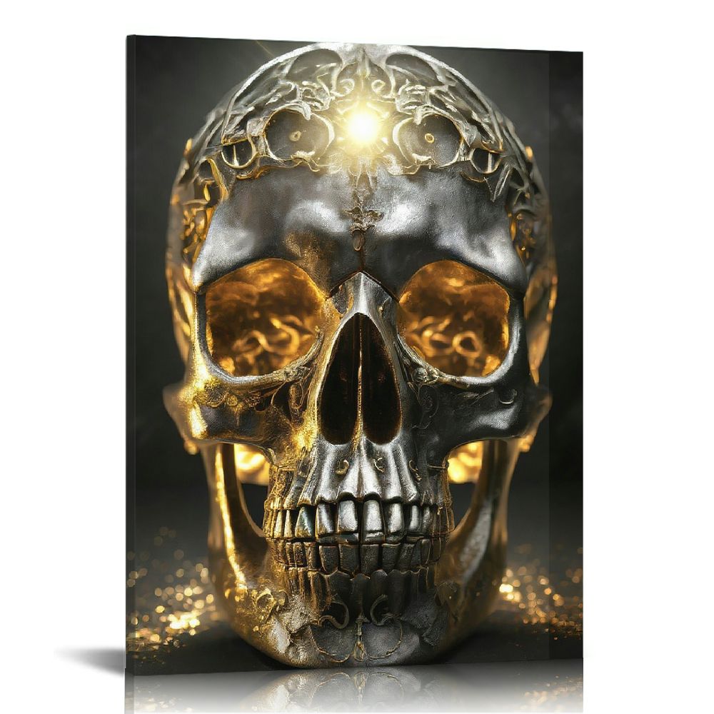 Wall Art Decor Golden Skeleton Artwork Paintings Print on Canvas Wall ...