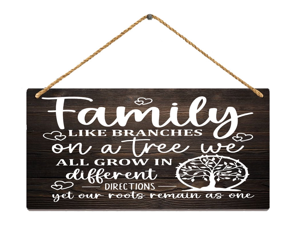 Wall Art Decor Wooden Sign Family-Like Branches On A Tree We All Grow ...