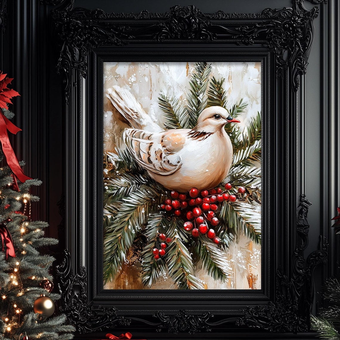 Wall Art, Dove Painting Print, Decor, Rustic Nature Cottagecore Metal ...