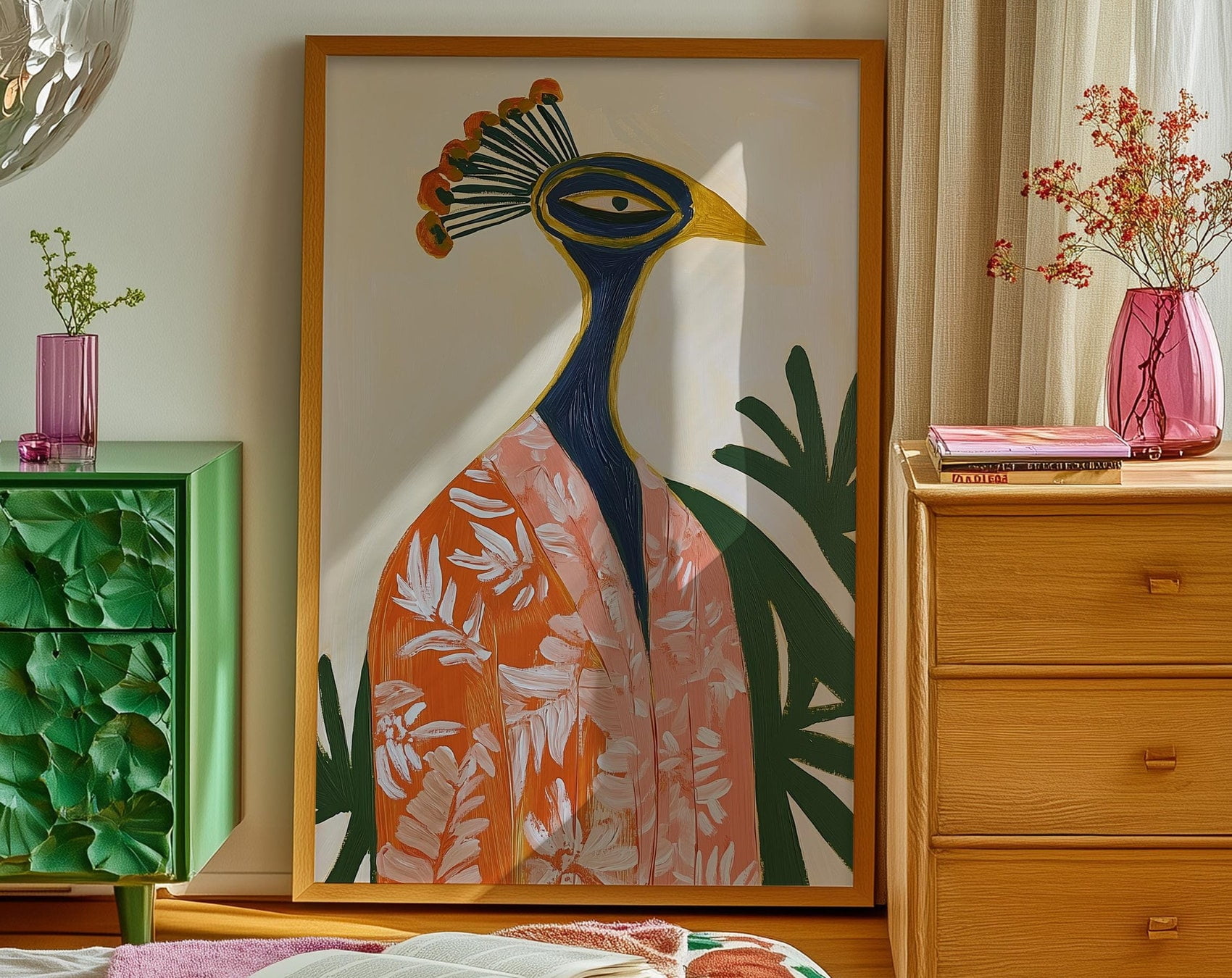 Wall Art, Eclectic Home Decor, Boho Bird Portrait, Southwestern Decor ...