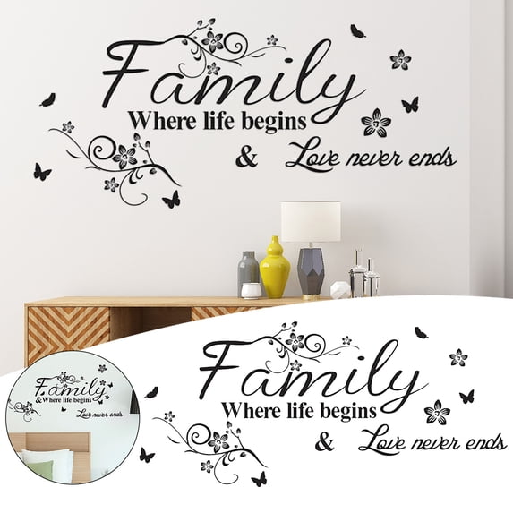 Wall Art Family Floral Wall with Inspirational Words for Home and ...