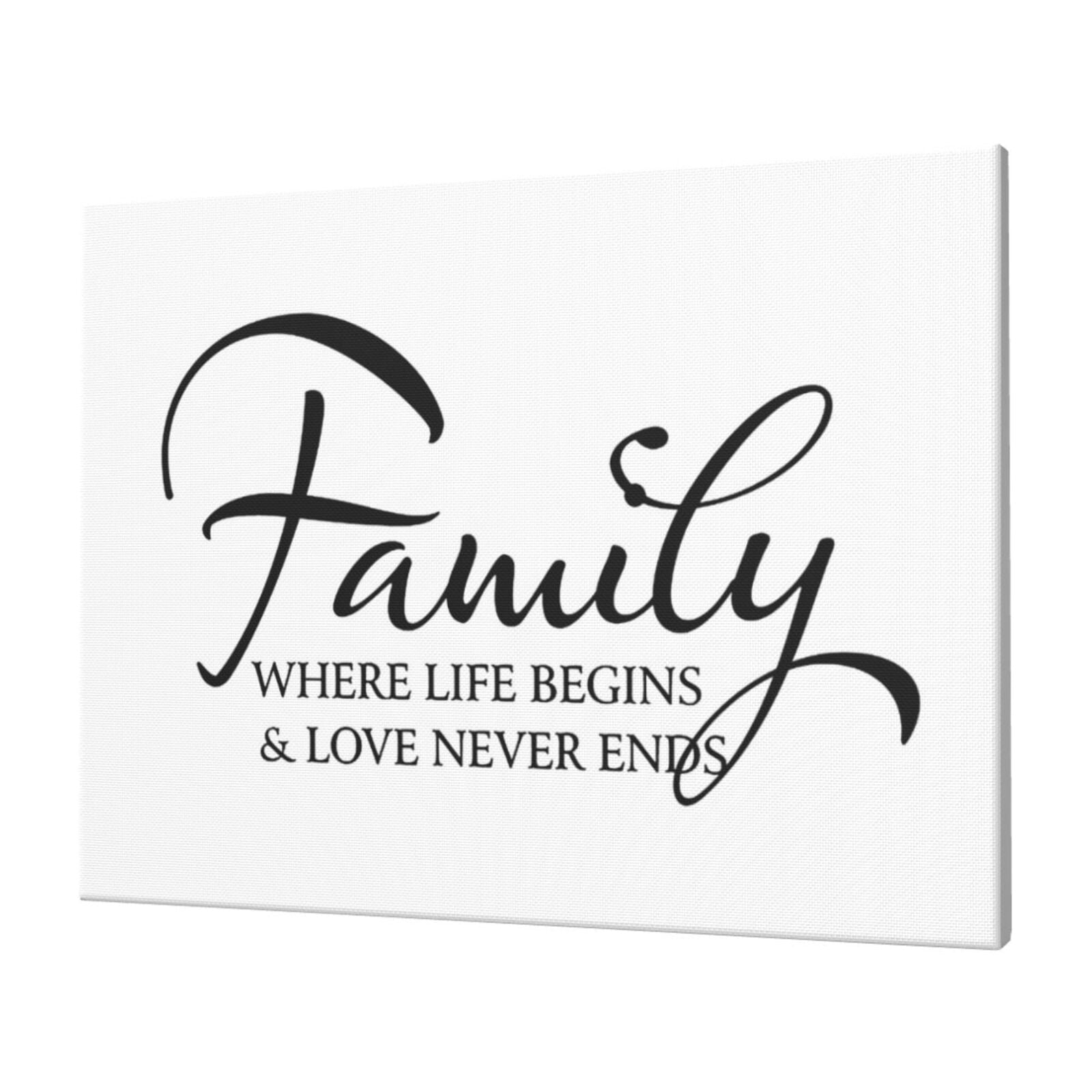 Wall Art Family Where Life Begins Love Never Ends Picture Canvas Wall ...