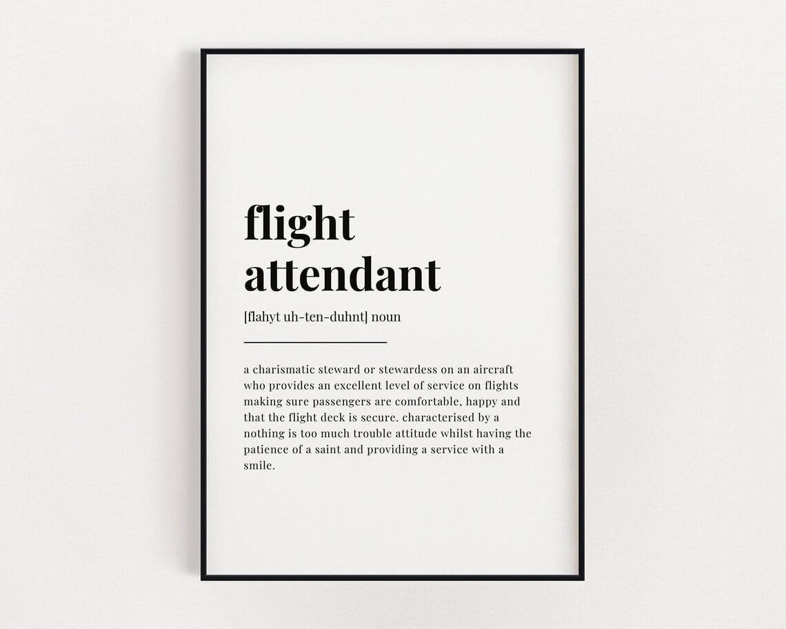 Wall Art, Flight Attendant Meaning, Flight Attendant Gift, Print ...