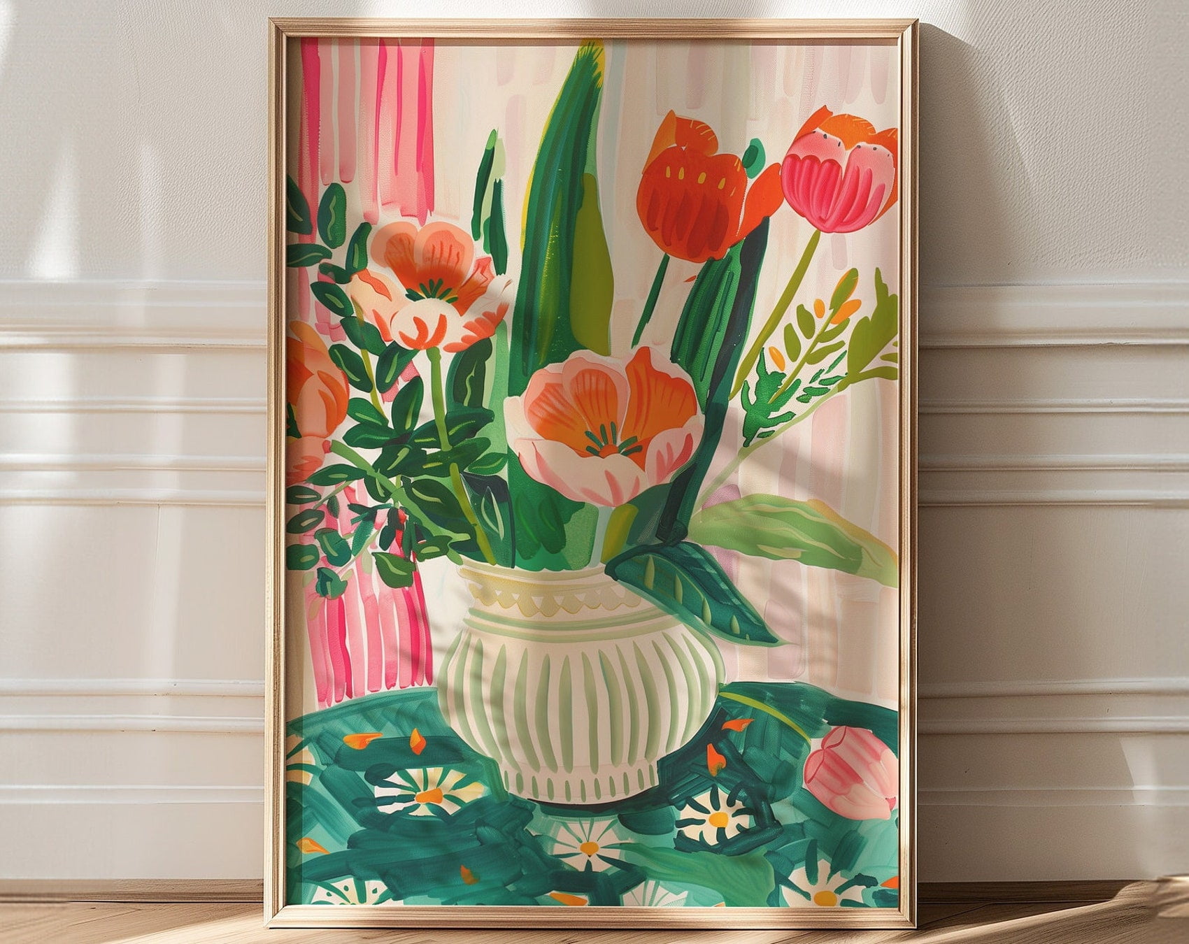 Wall Art, Floral Poster, Maximalist Decor, Flower Vase Art, Dopamine ...