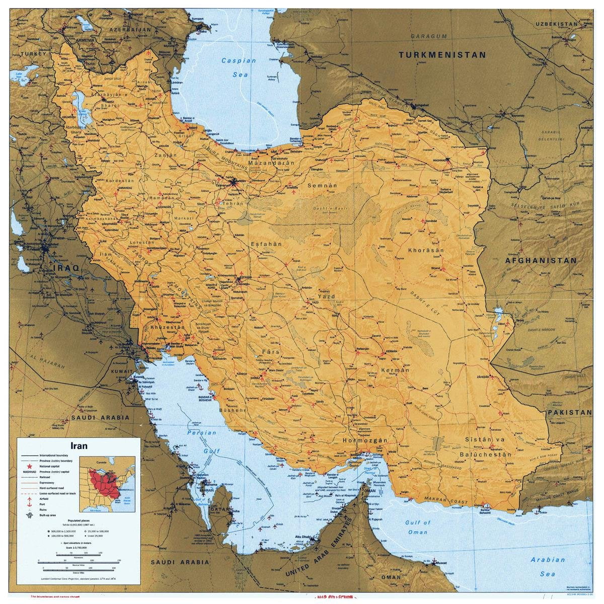 Wall Art Impressions 24"x24" Poster Political Map - Maps of Iran ...