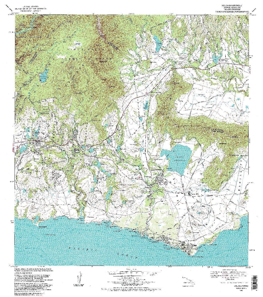 Wall Art Impressions 24"x27" Laminated Poster :: Kauai Topographic Maps ...