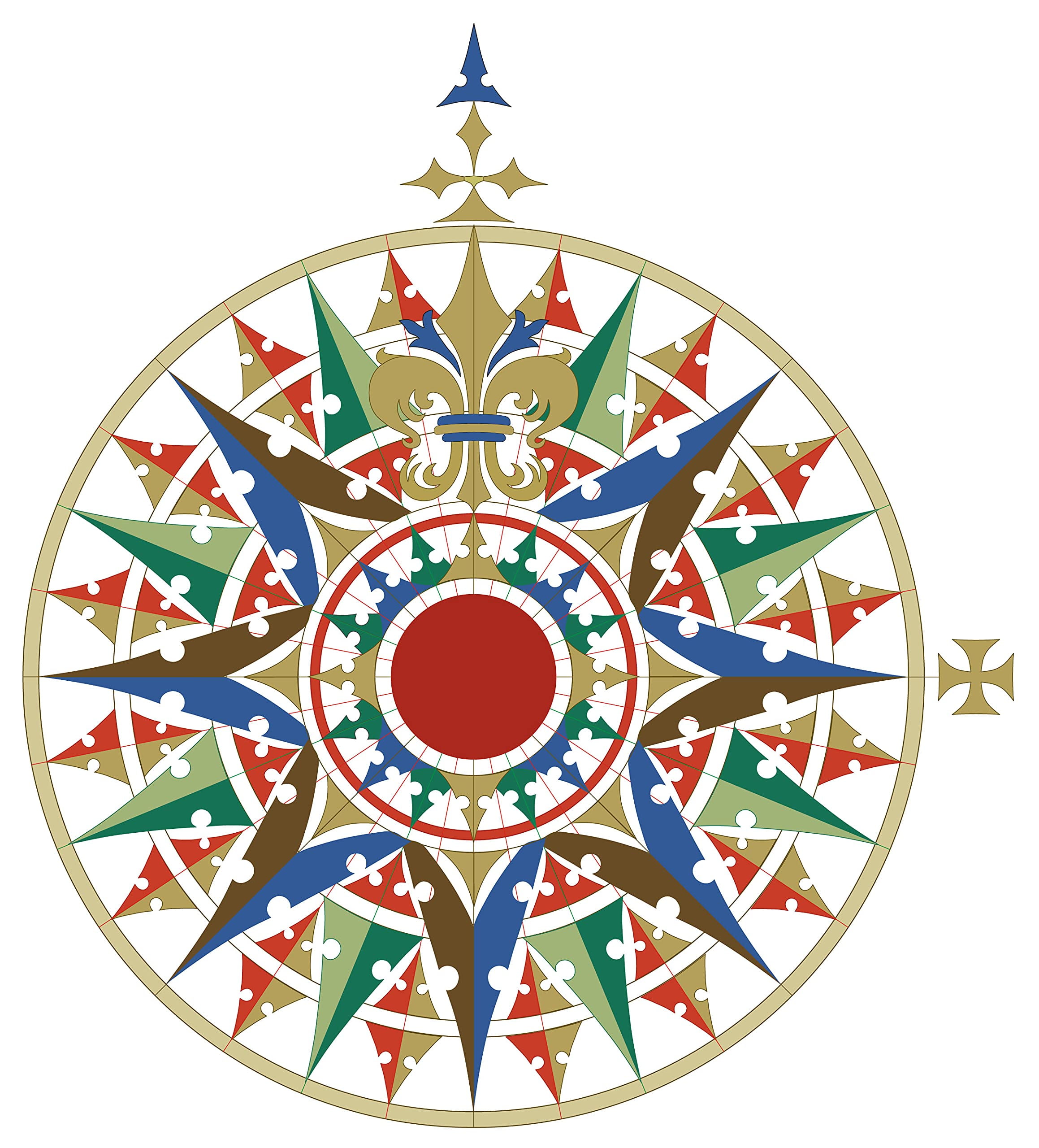 Wall Art Impressions 24x26in Laminated Replica of the main compass rose ...