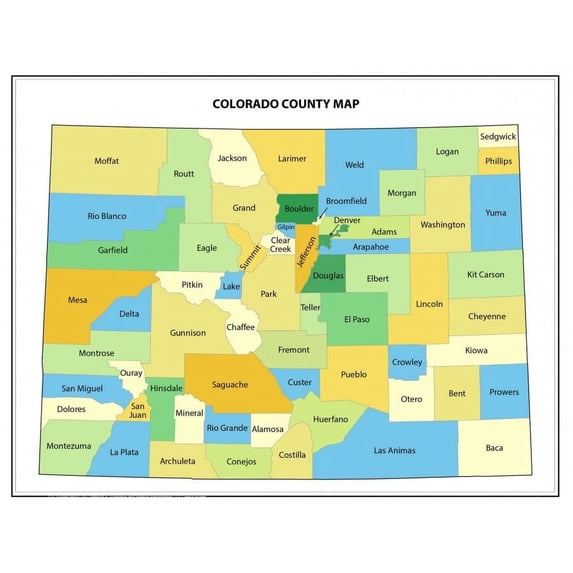 Wall Art Impressions 24x31in Colorado County Map [Laminated] - Walmart.com