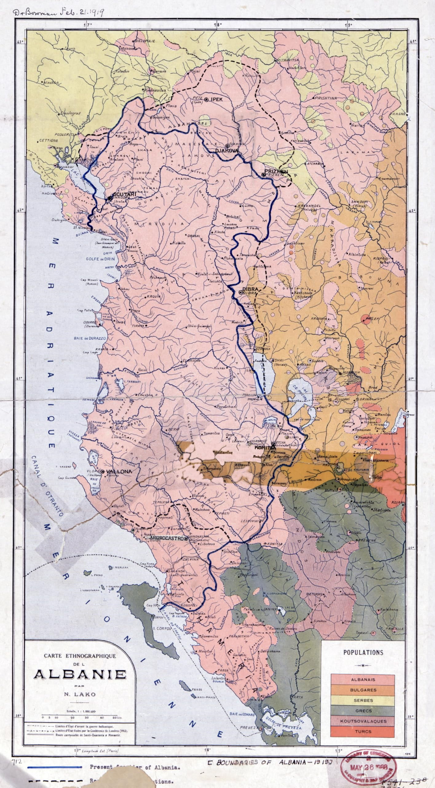 Wall Art Impressions 24x43in Poster Albania Large scale old ...