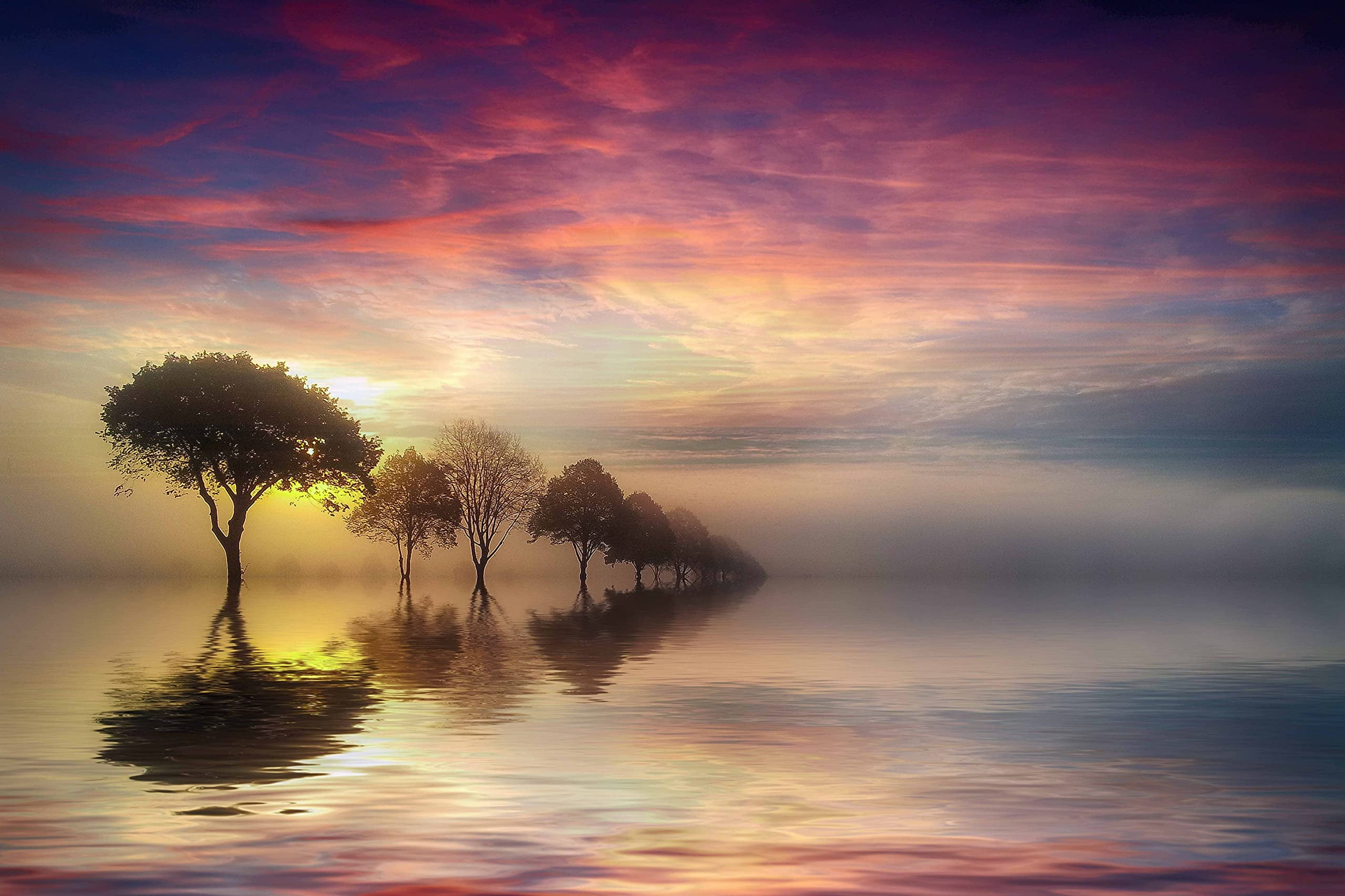 Wall Art Impressions 36x24in Poster Photo Sunset Reflection Sky Clouds Water Nature - Walmart.com