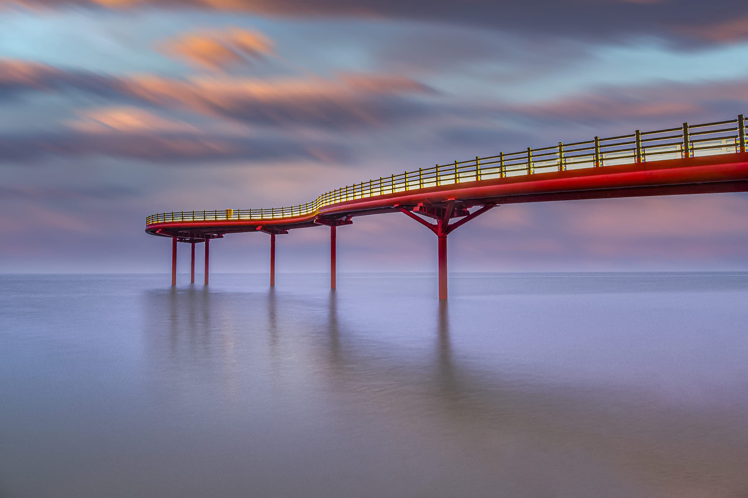 Wall Art Impressions 36x24in Rolled Canvas Ocean Beach Bridge Sky ...
