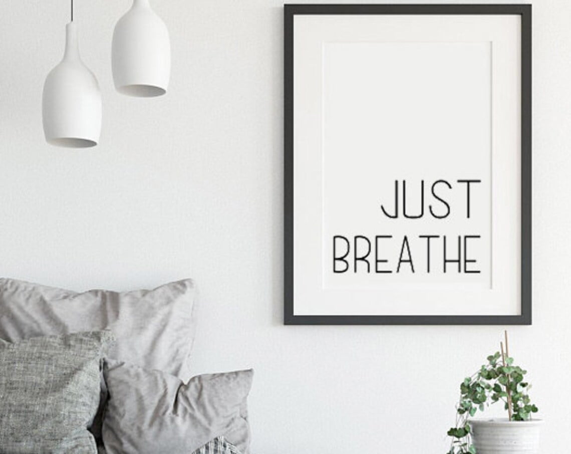 Wall Art Justh Breath Print, Justh Breath Art, Quotes, Yoga ...