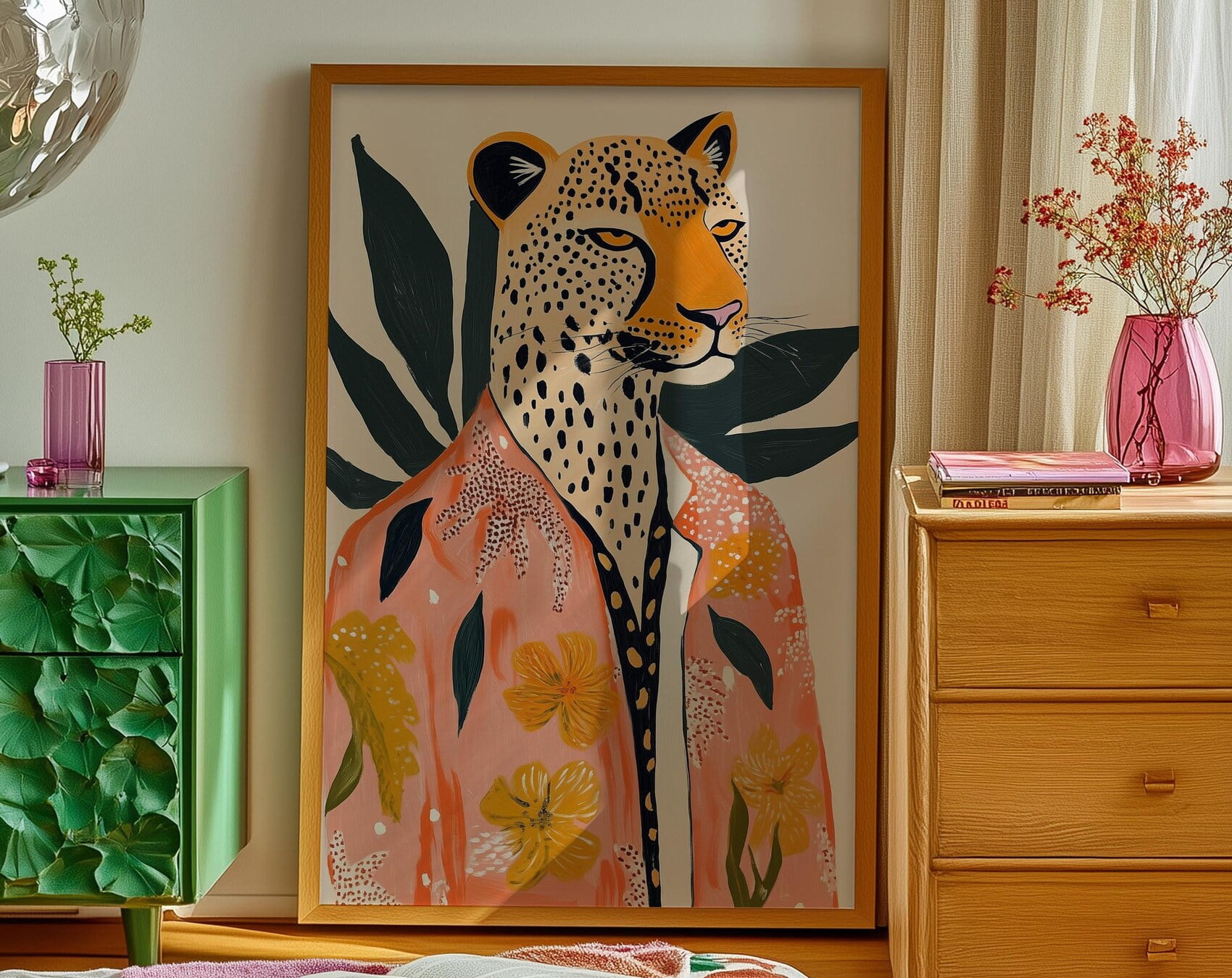 Wall Art, Leopard Print Art, Boho Bedroom Decor, Burnt Orange Home ...