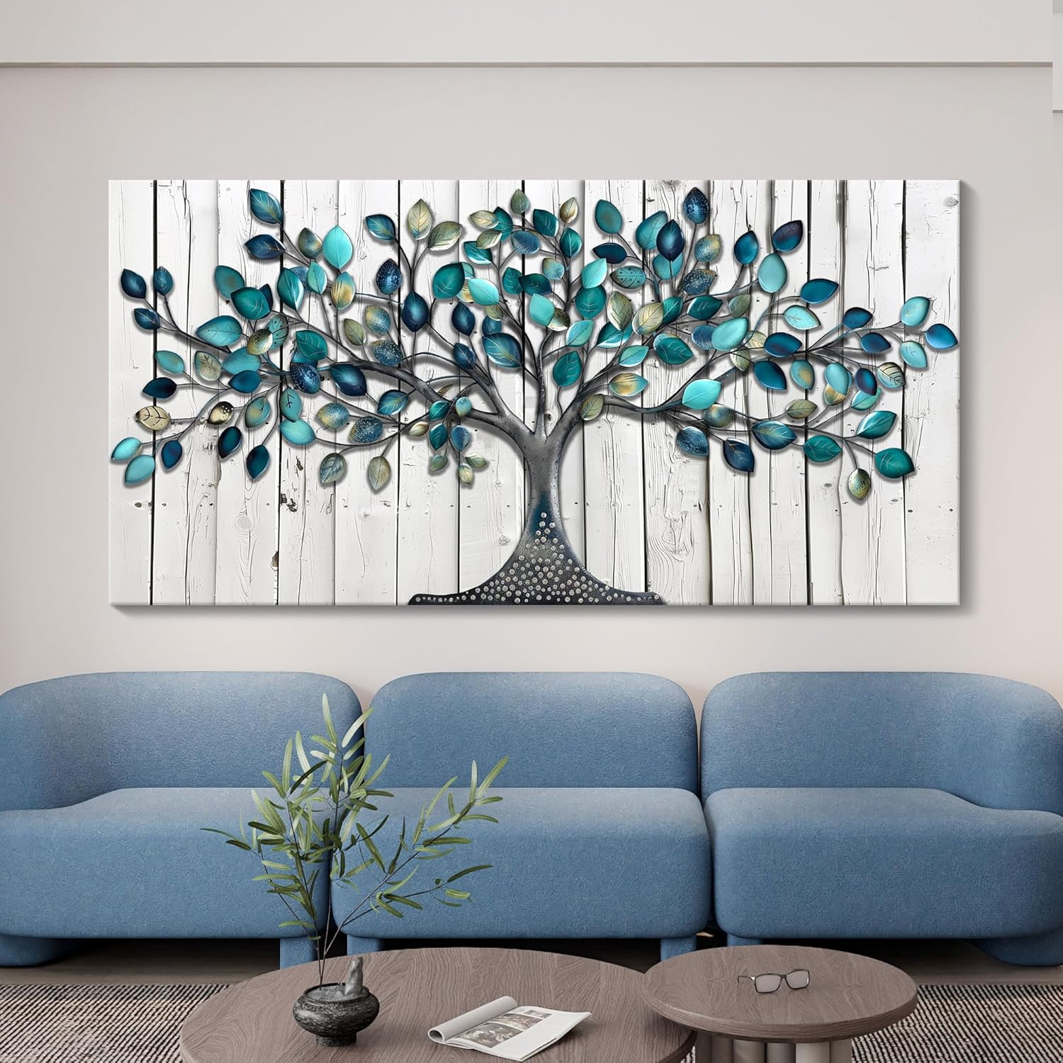 Wall Art Living Room - Green Tree of Life Wood Textured Background ...