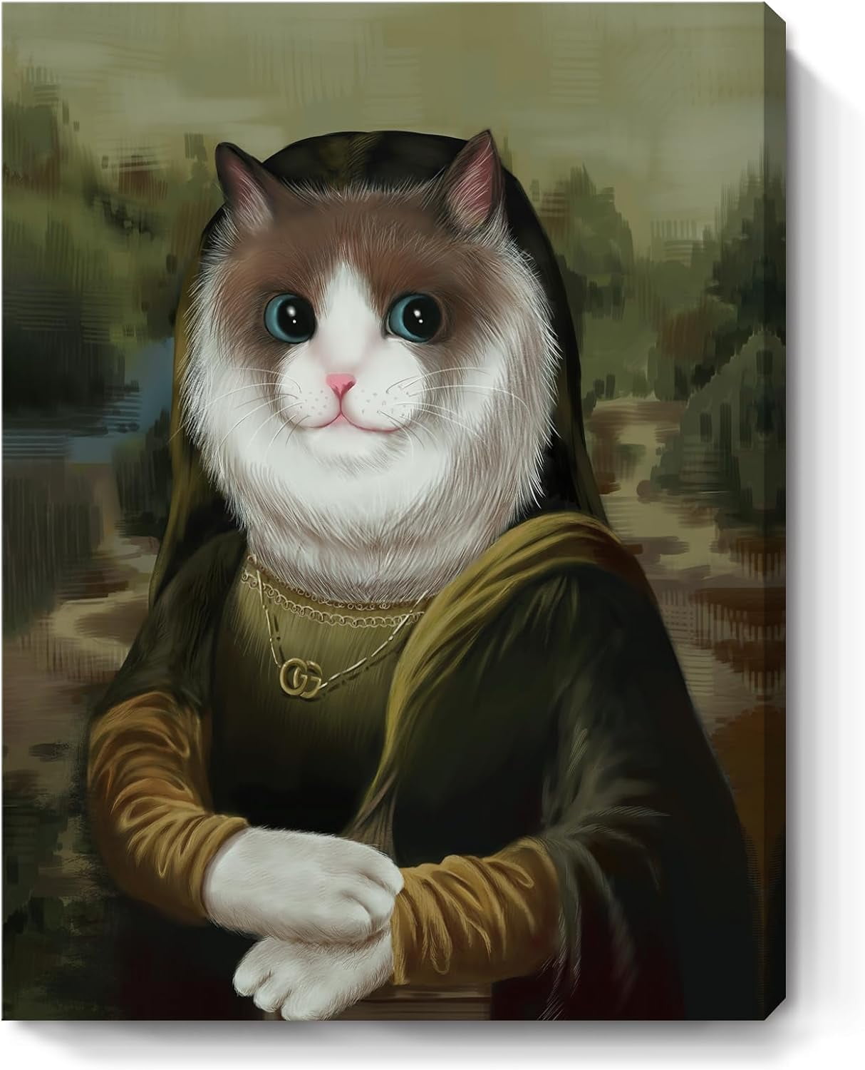 Wall Art for Living Room Mona Lisa Animal Cat Poster Vintage Famous ...