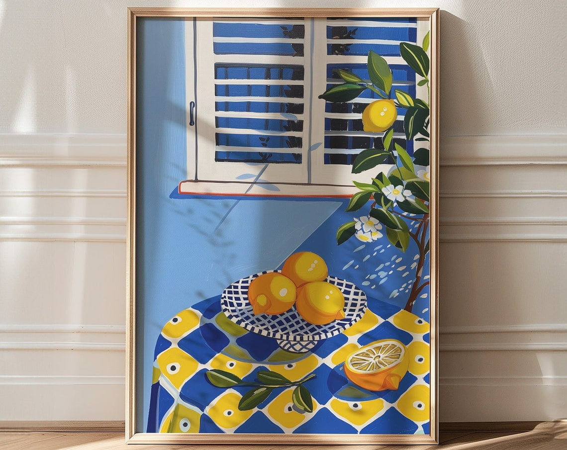 Wall Art, Matisse Art, Maximalist Lemons Drawing, Coastal Summer Poster ...