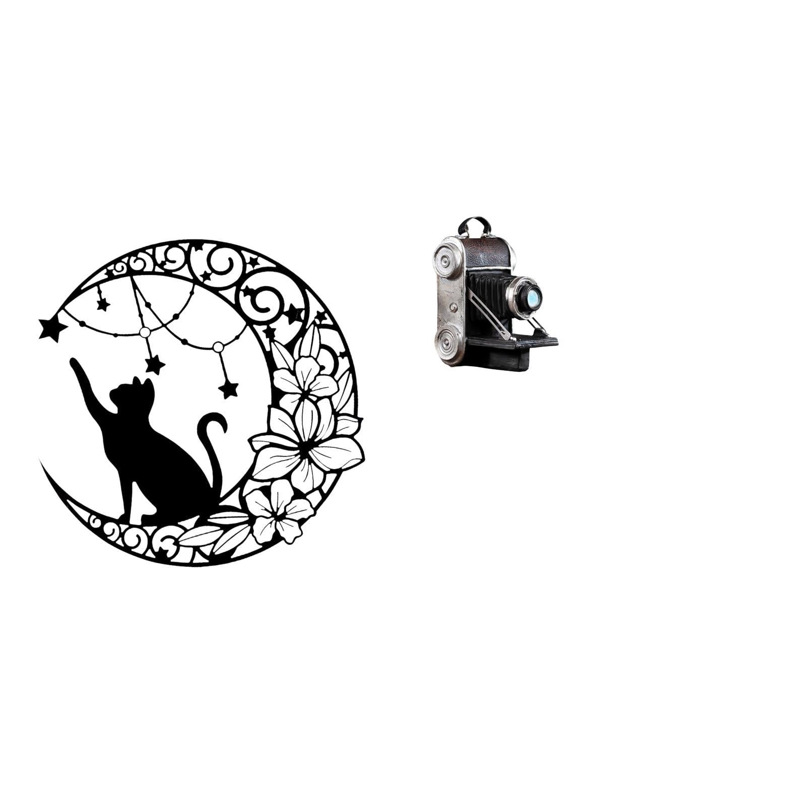 Wall Art Metal Black Cat Camera Statue Iron Resin Material for Living ...