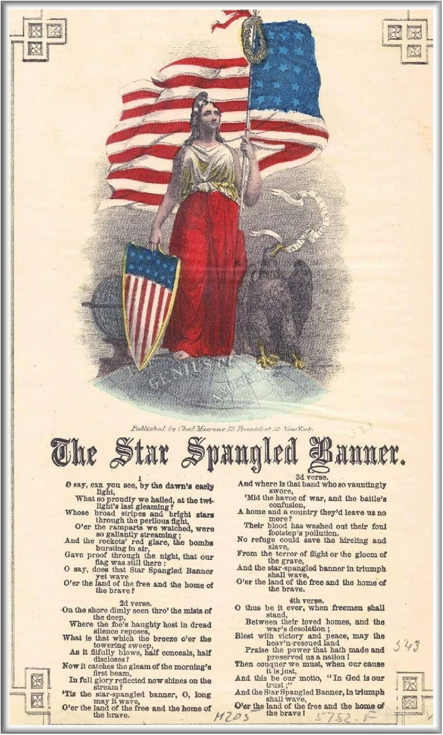 Wall Art Metal Hanging Sign 1814 The Star Spangled Banner Frances Scott ...