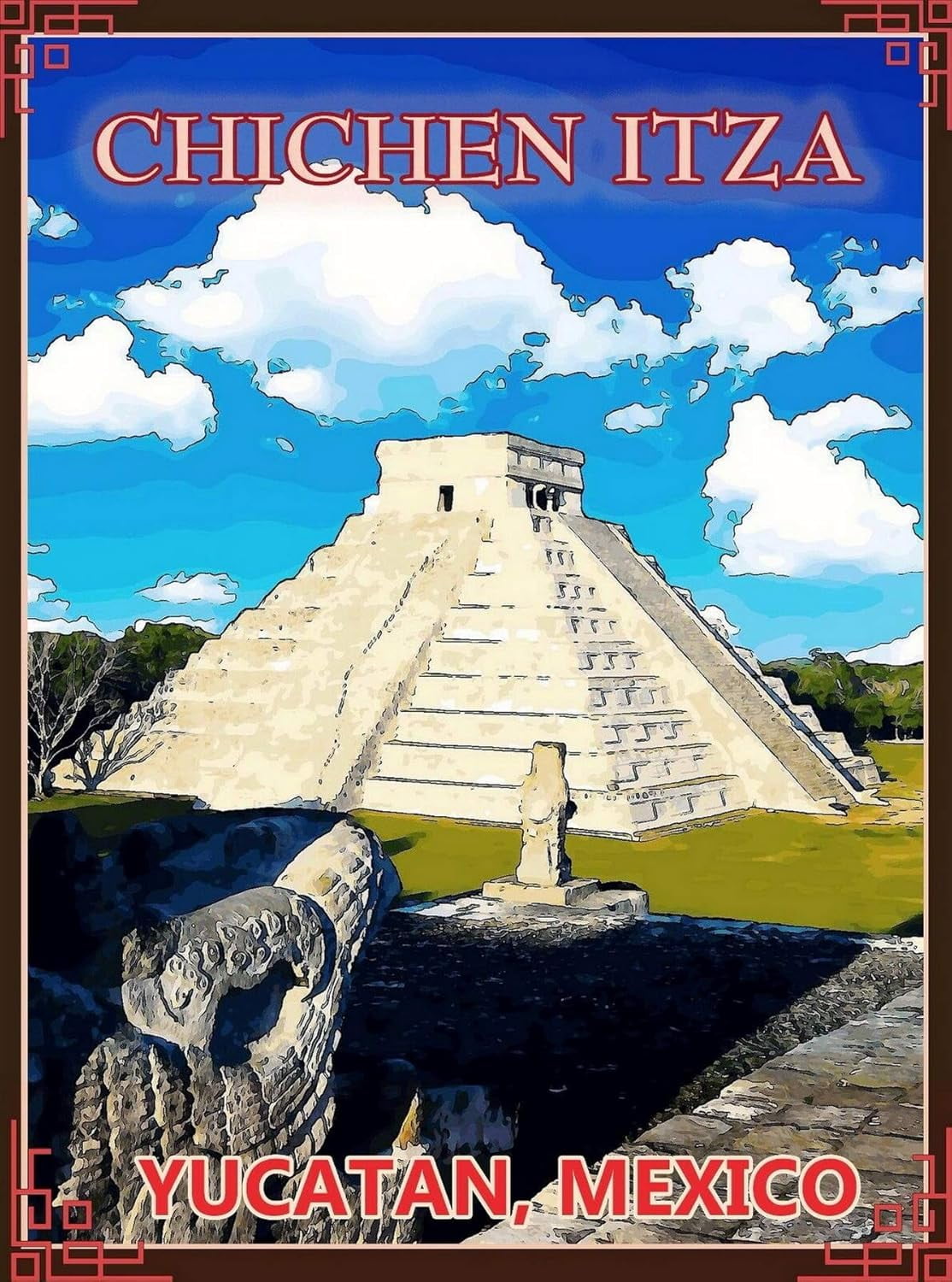 Wall Art Metal Hanging Sign Yucatan Chichen-Itza Mexico Mexican Pyramid ...