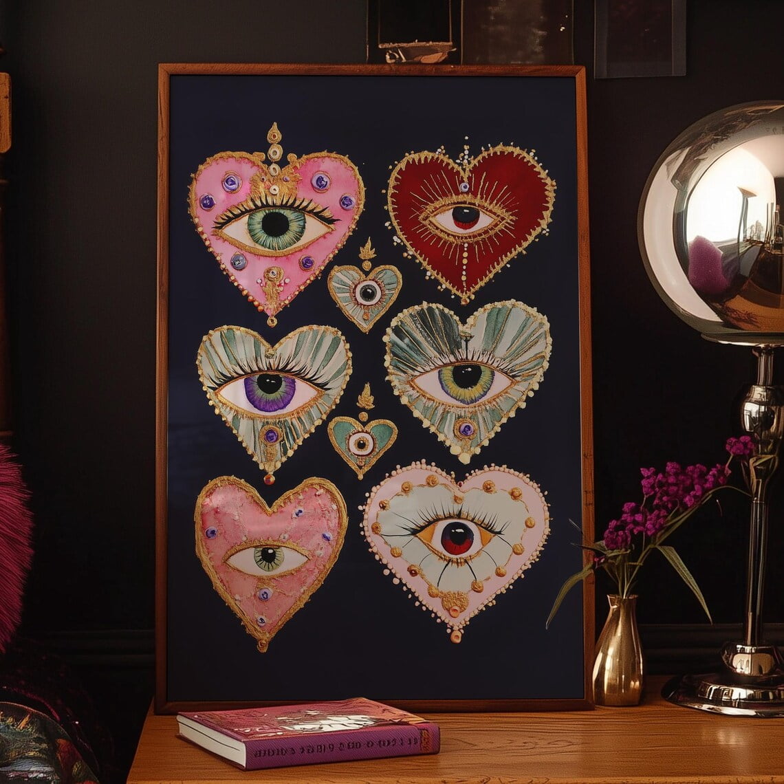 Wall Art, Mystical Eye Print, Sacred Heart Decor, Occult Gothic Poster ...