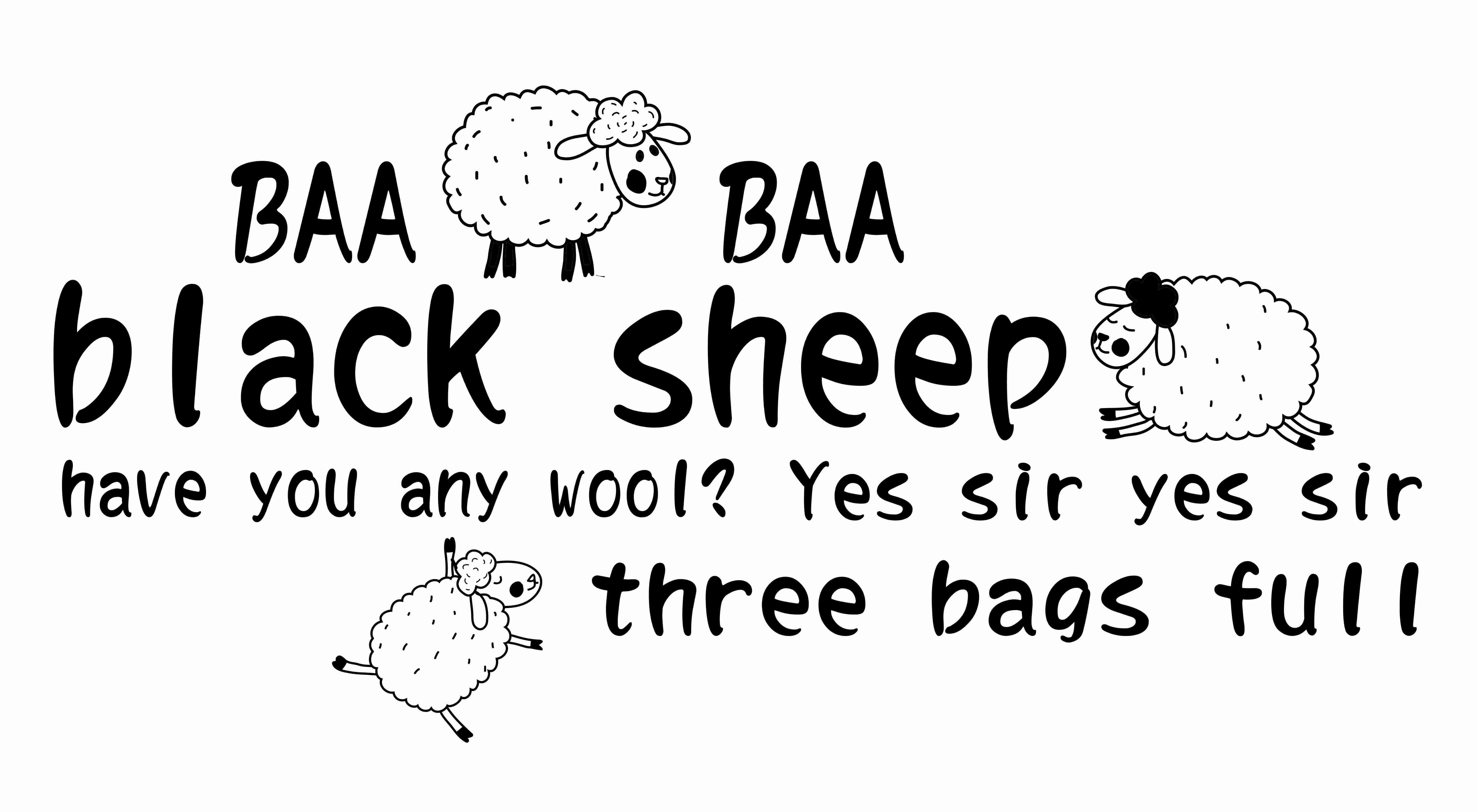 Wall Art Nursey Rhymes Lettering Decals - Baa Baa Black Sheep Have You ...