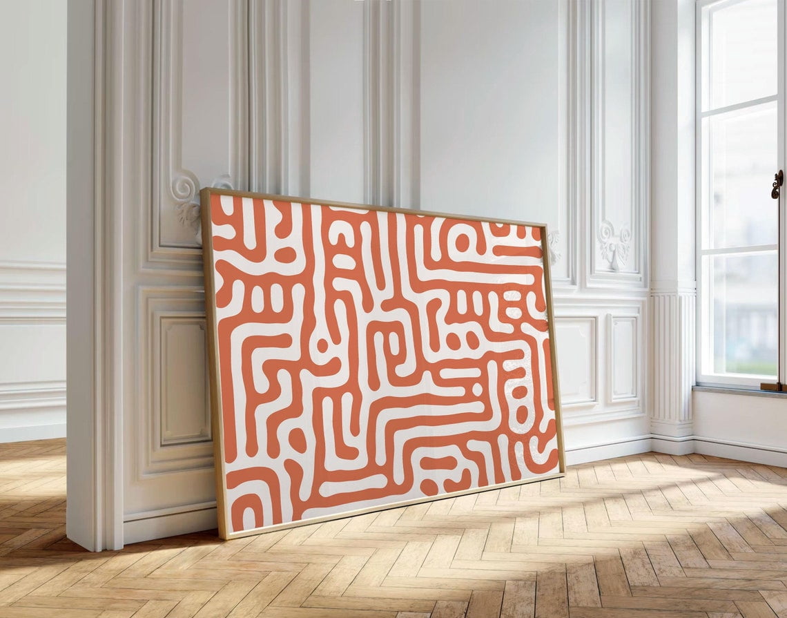 Wall Art Oversized Horizontal, Horizontal Wall Art, Burnt Orange Wall ...
