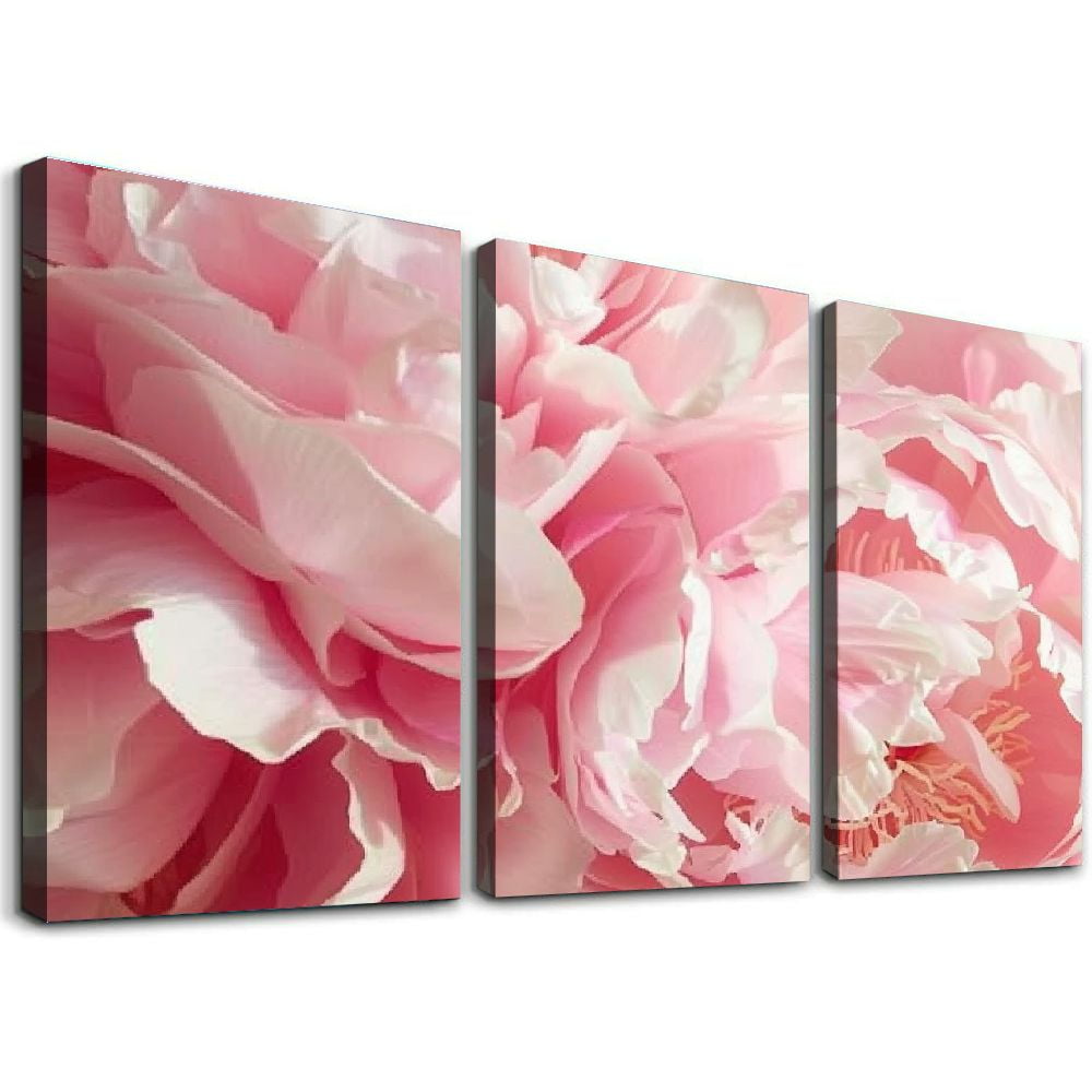 Wall Art Pink Wall Art Flower Rose Painting Wall Art Canvas Decor Pink ...