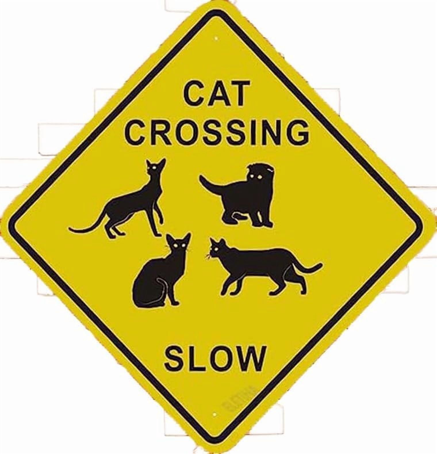 Wall Art Plaque Cat Xing Crossing Sign Yard Decoration Signs Outdoor ...