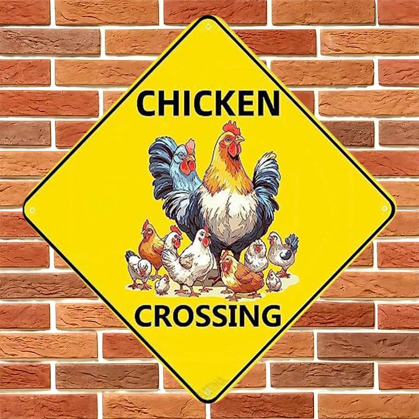 Wall Art Plaque Chicken Crossing, Chicken Coop Signs Yard Decoration ...