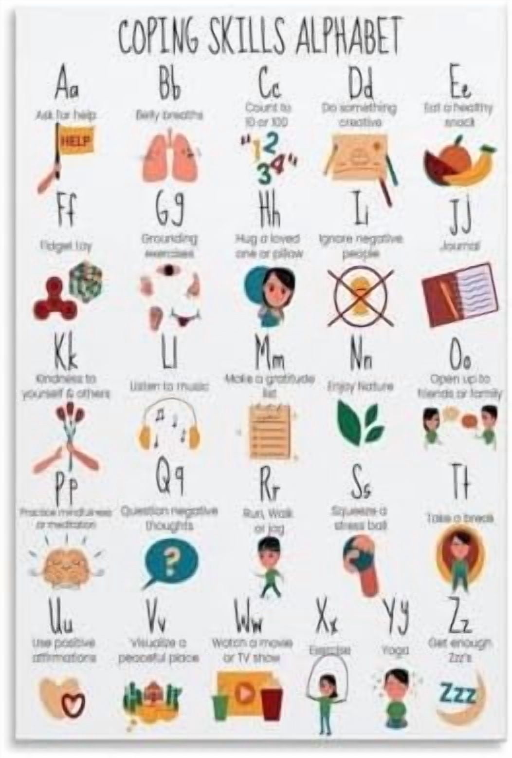Wall Art Poster Coping Skills Alphabet Poster - ABC Calm Down Alphabet ...