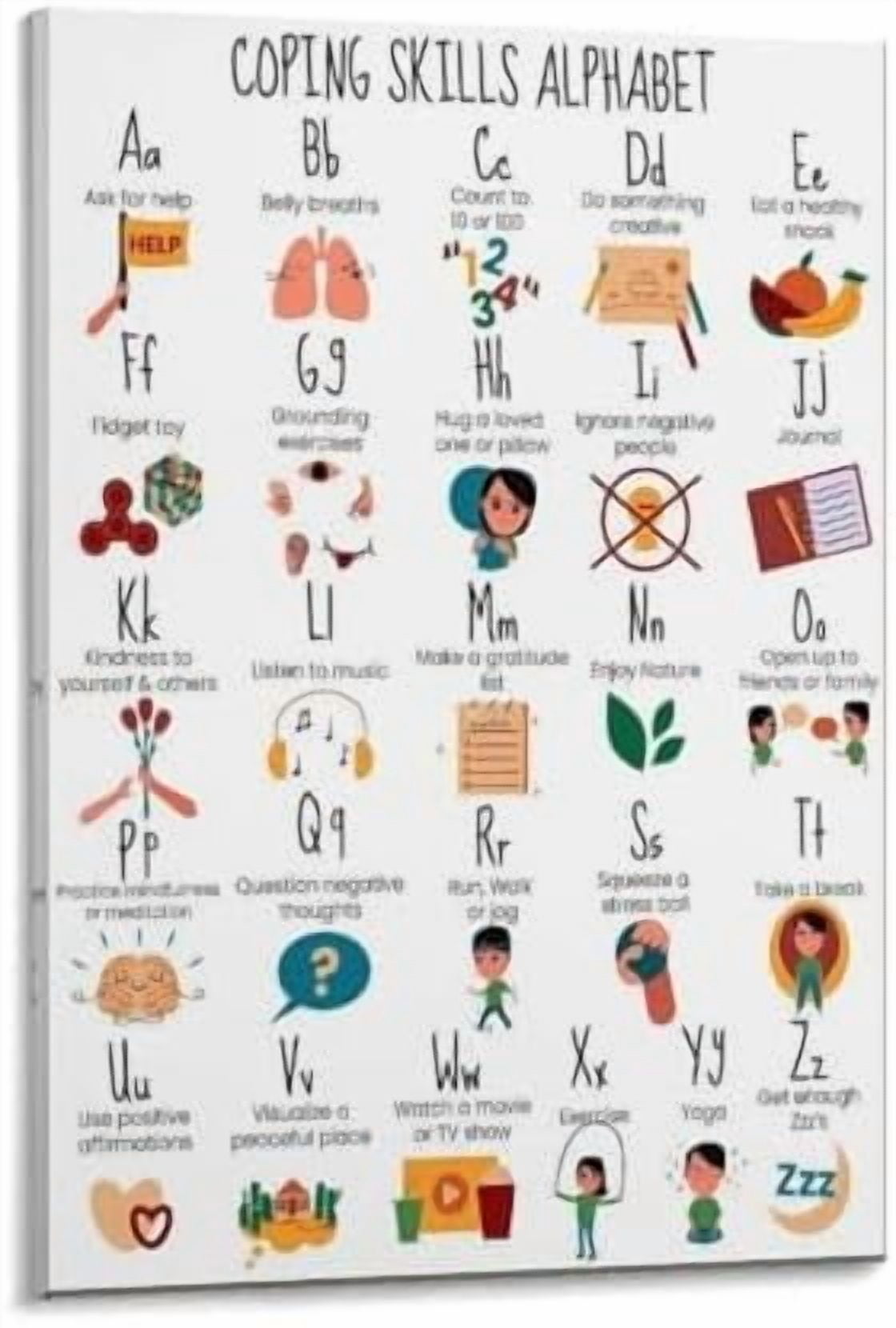 Wall Art Poster Coping Skills Alphabet Poster - ABC Calm Down Alphabet ...