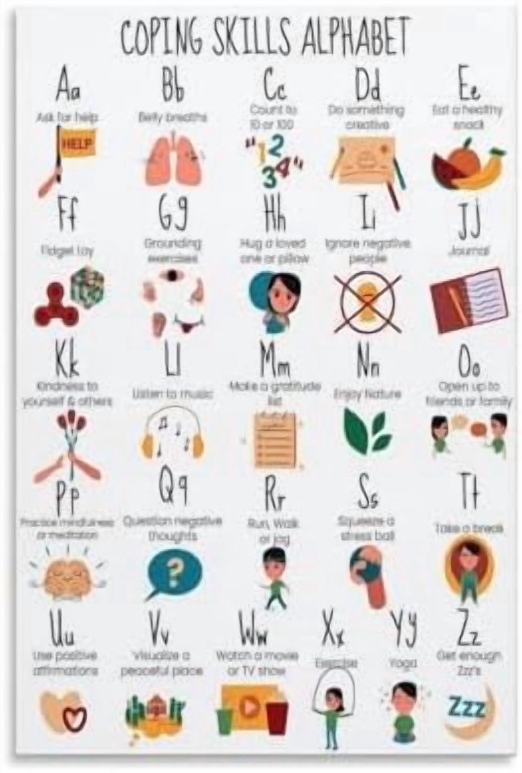 Wall Art Poster Coping Skills Alphabet Poster - ABC Calm Down Alphabet ...