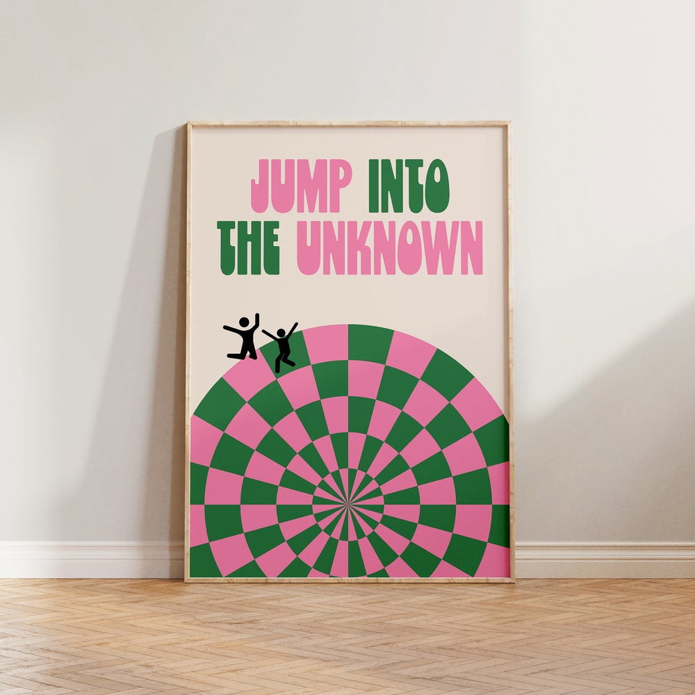 Wall Art Print Checkered Poster Jump Into The Unknown Print Typographic ...