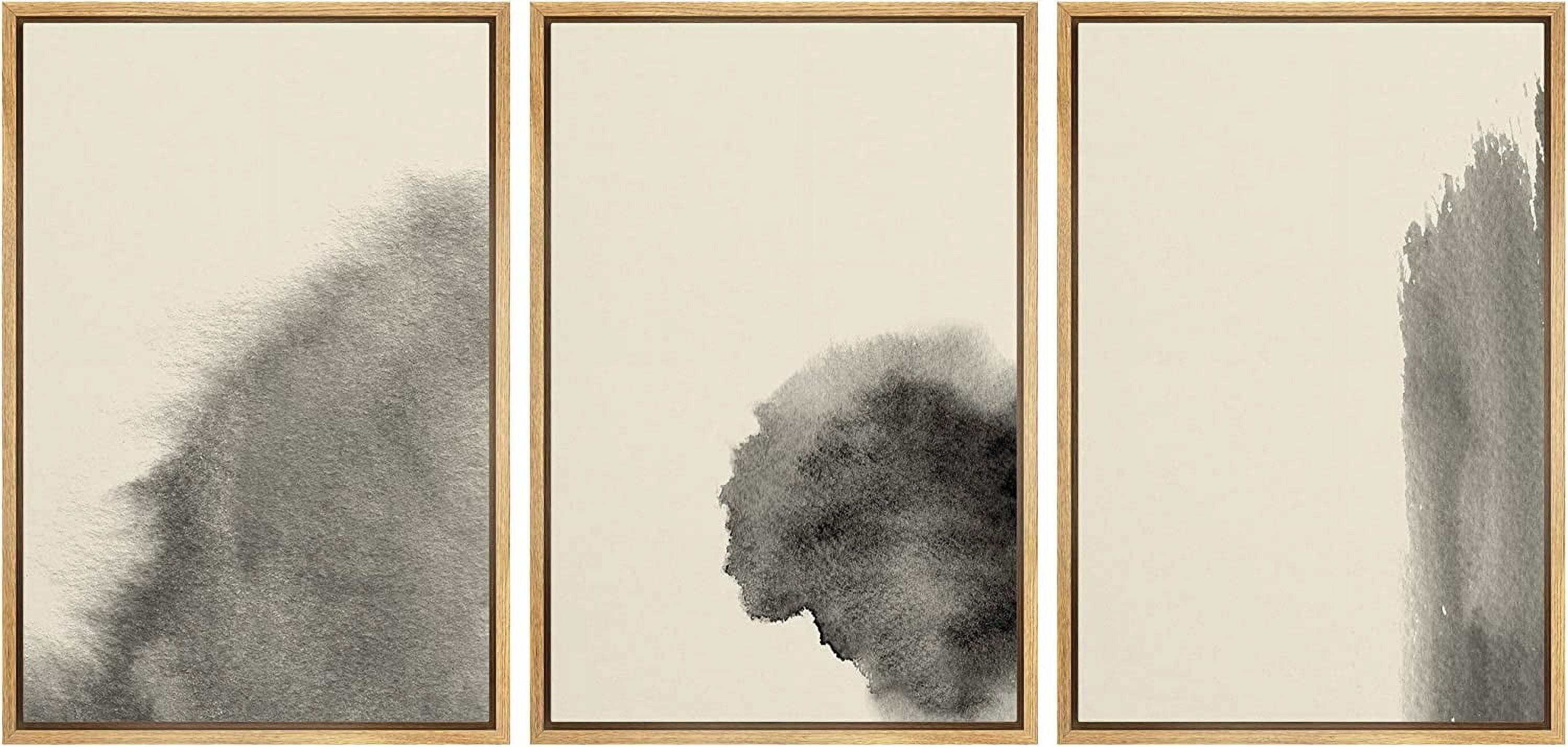 Wall Art Print Set Faded Black Watercolor Dots Abstract Shapes ...