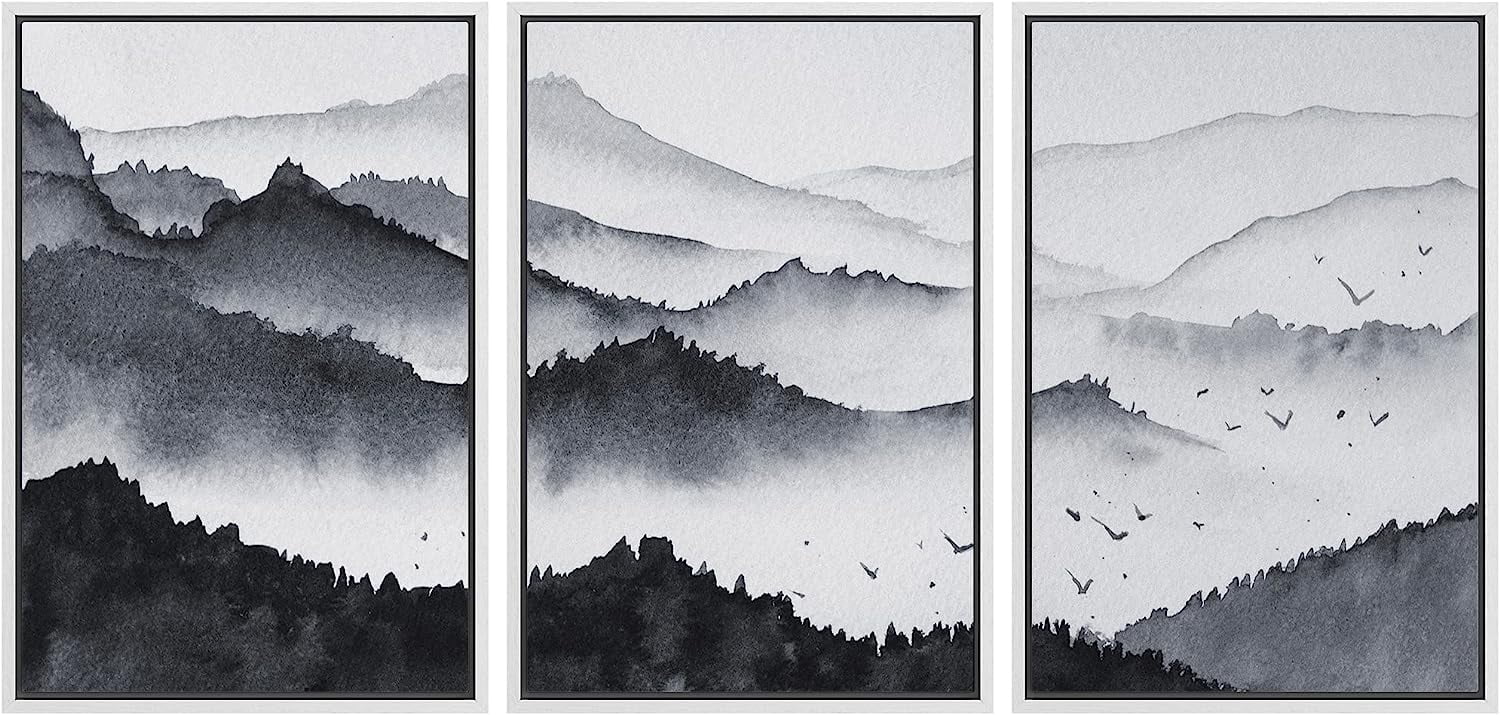 Wall Art Print Set Faded Black Watercolor Dots Abstract Shapes ...
