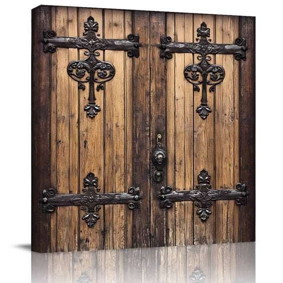Wall Art Prints, Rustic Wooden Door Framed Canvas Prints for Bedroom ...
