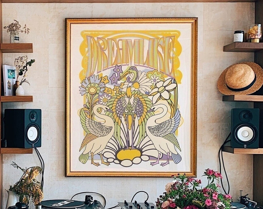 Wall Art, Psychedelic Poster, Retro 70S Floral Art Print, 70S Decor ...