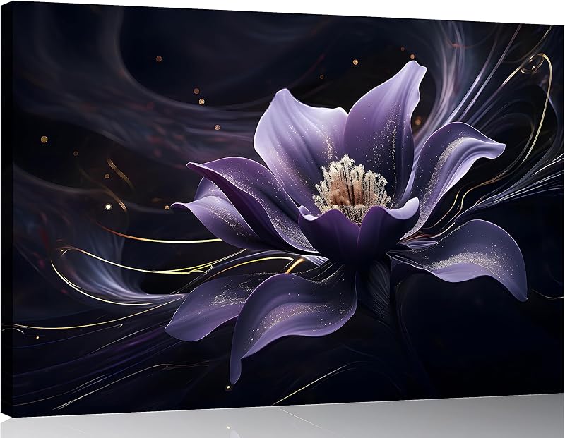 Wall Art Purple Canvas Wall Art Purple Wall Decor Purple Flower with ...