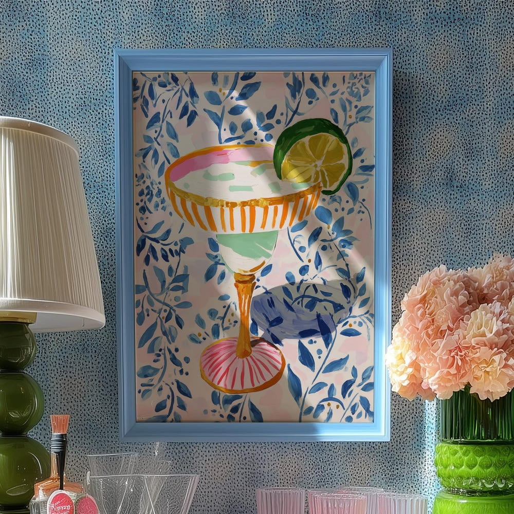 Wall Art, Retro Margarita Illustration, Colorful Bar Cart Decor, Art ...