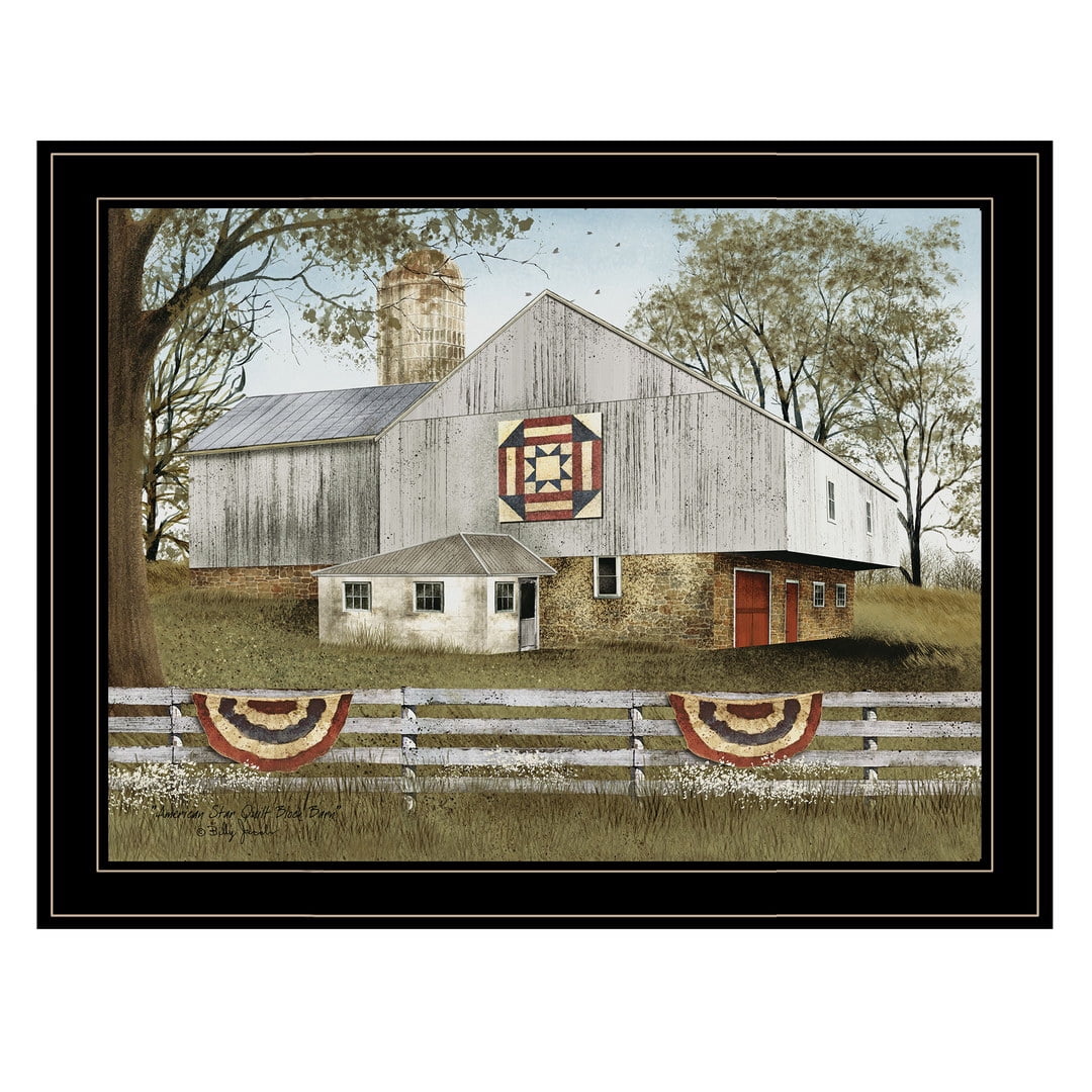 Wall Art Trendy Decor 4U "American Star Quilt Block Barn" Framed Wall ...
