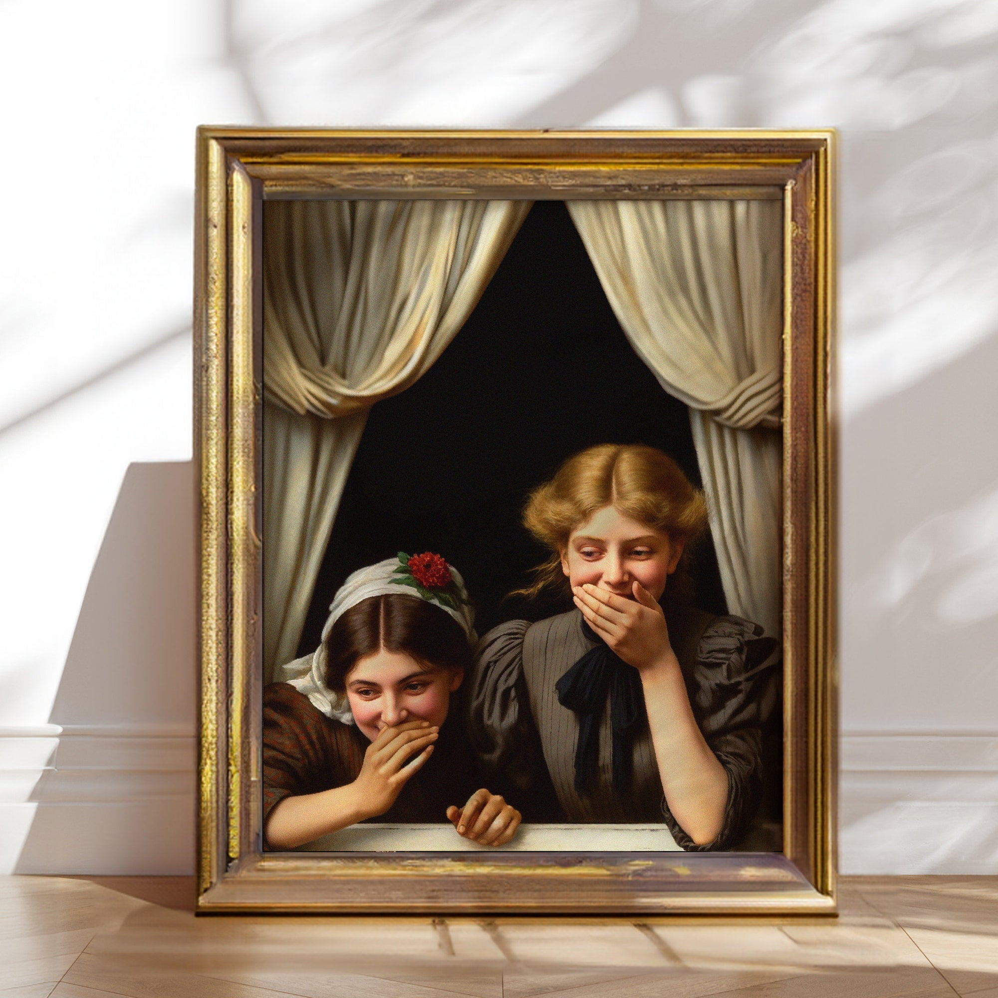 Wall Art Two Women Laughing At Fart, Vintage Prank Extra Large ...