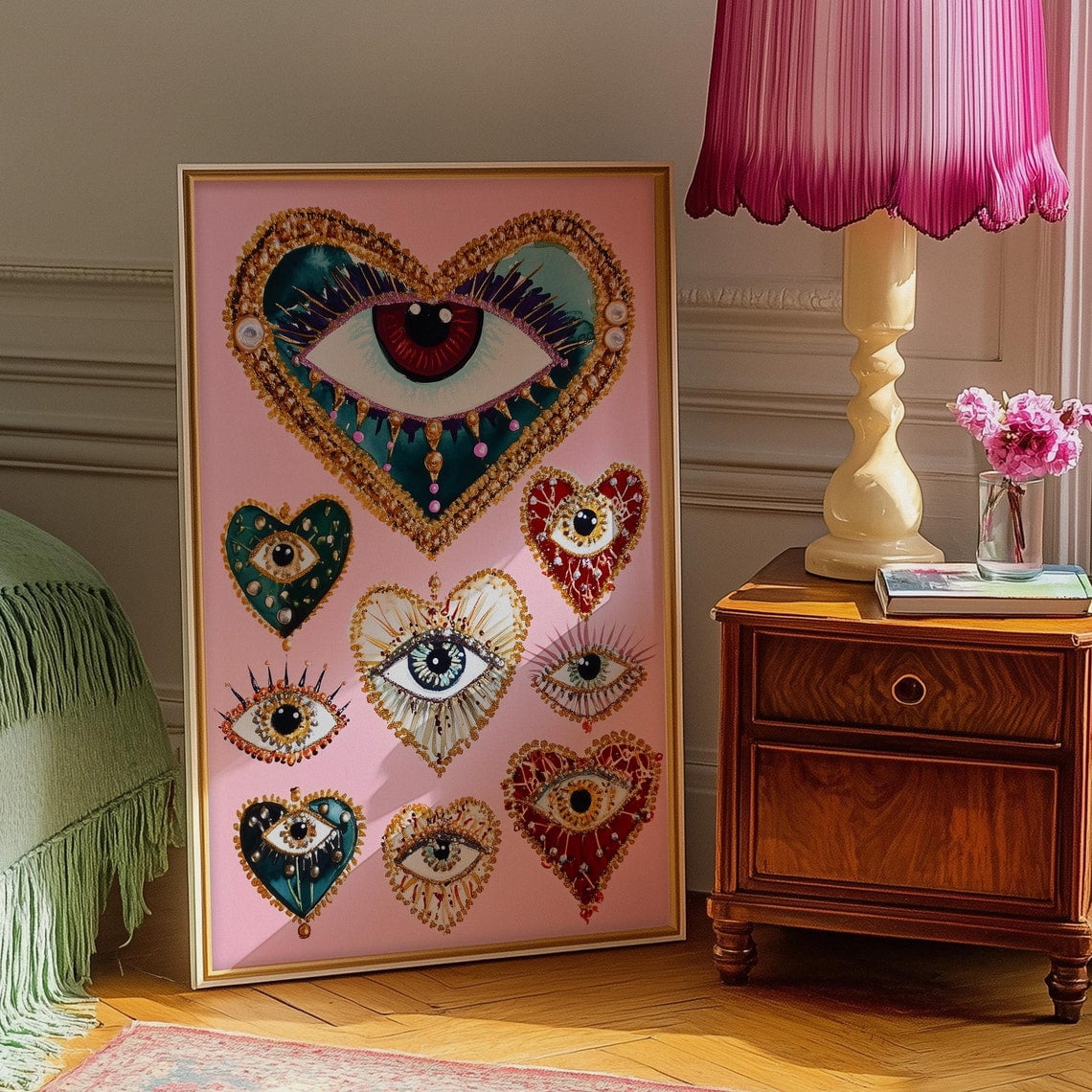 Wall Art, Valentines Gift, Romantic Heart Art, Coquette Bedroom Decor ...