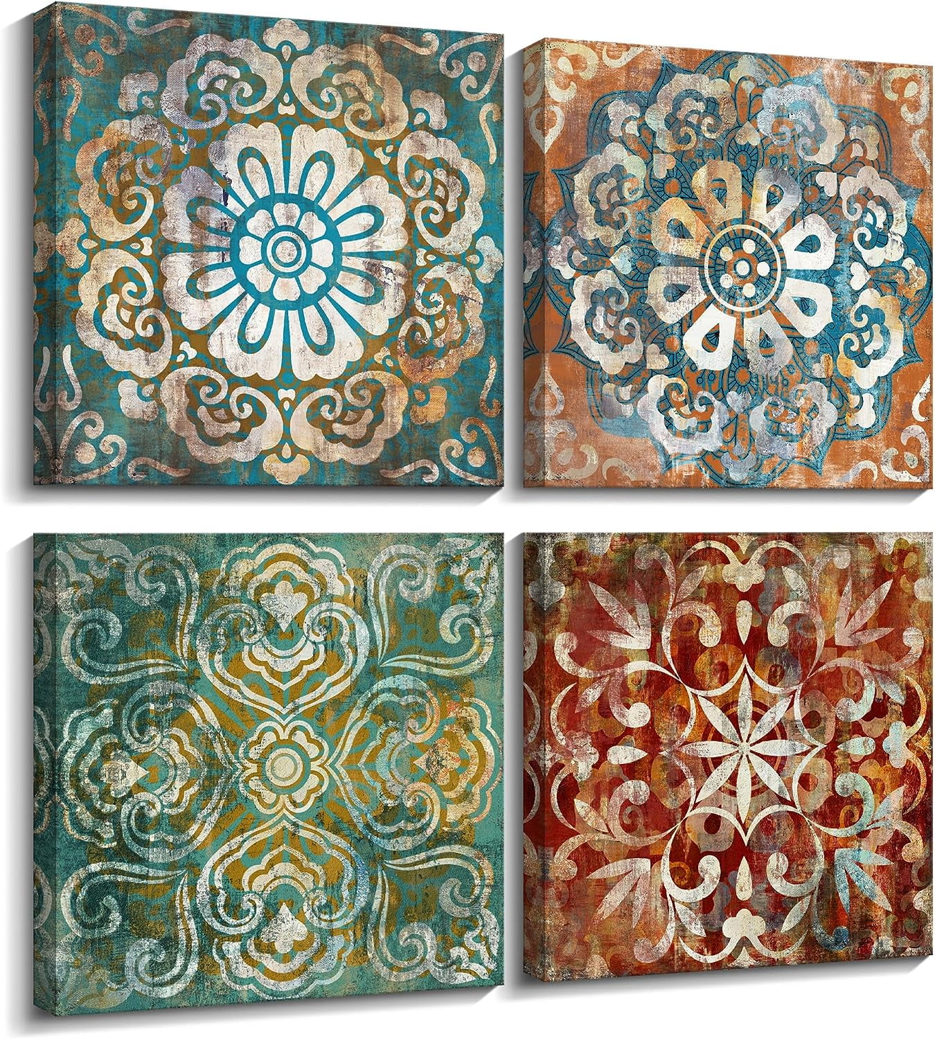 Wall Art Vintage Flowers Pattern Canvas Prints Pictures for Bedroom ...