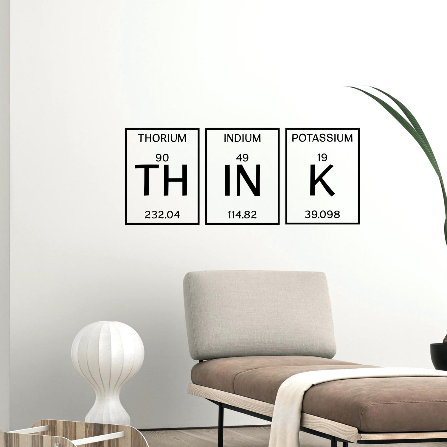 Wall Art Vinyl Decal - ’THINK’ Word Lettering - 13" x 32" Inspirational ...