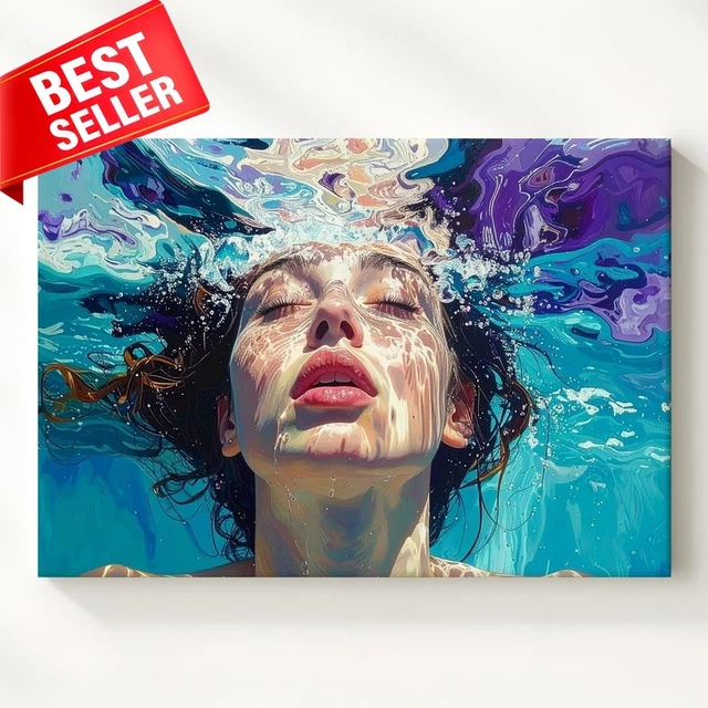 Wall Art Woman Poster surreal Expressive Underwater Digital Water Vie ...