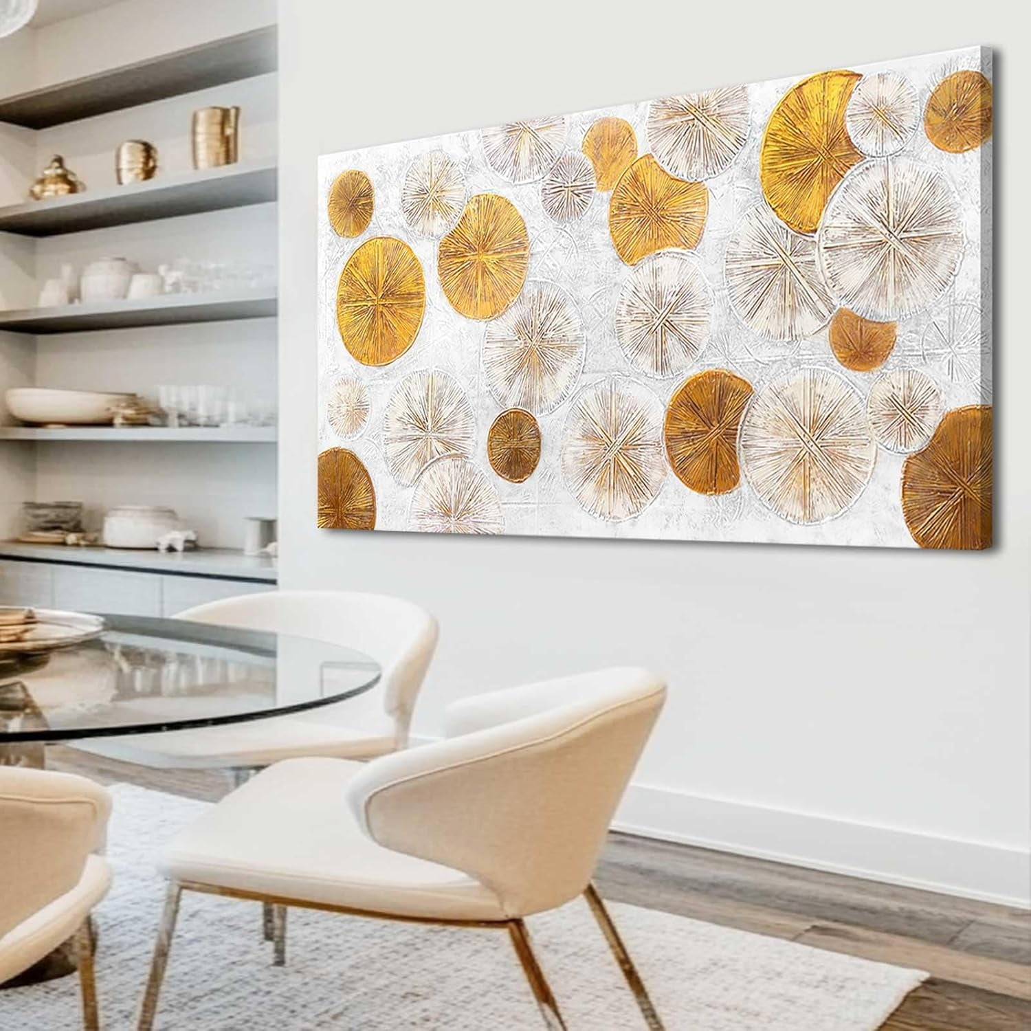 Wall Art for Living Room Large Size Yellow Round Circle Photo Prints ...