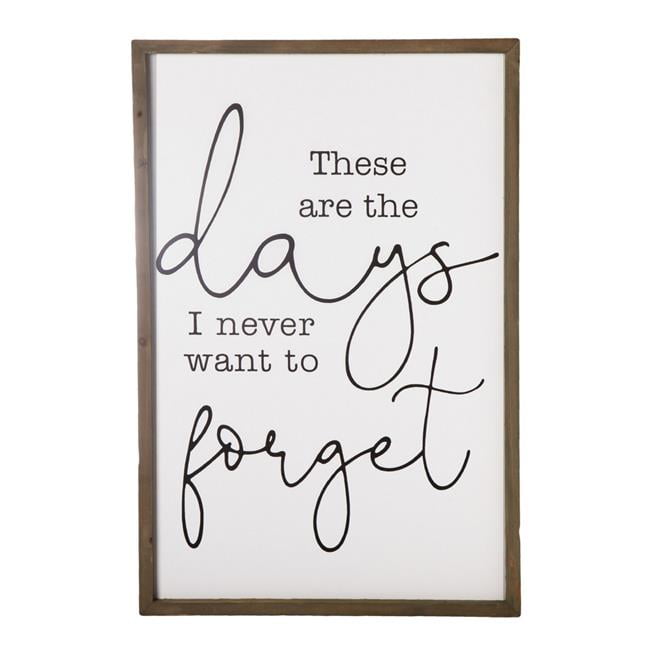 Benzara Wall Art with Cursive Never To Forget Typography, Brown and ...