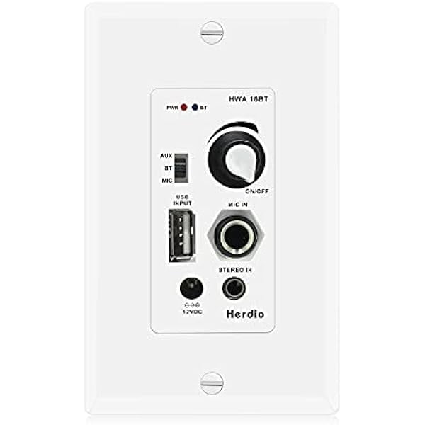 in Wall Audio Control Amplifier Receiver 2 Channel Wall Plate with USB ...