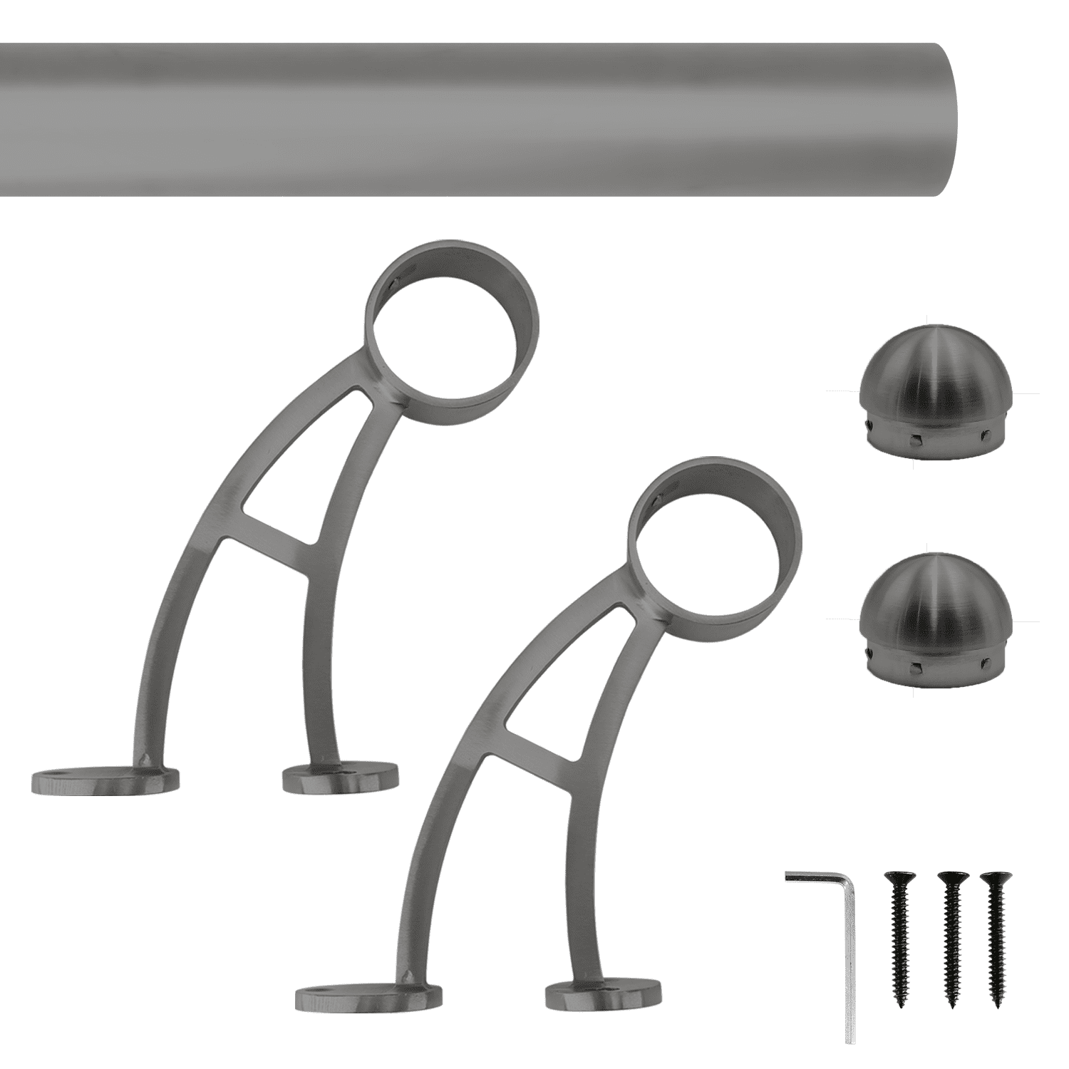 Wall Bar Mount Foot Rail Kit, Dark Gray Finish Stainless Steel Tubing w ...