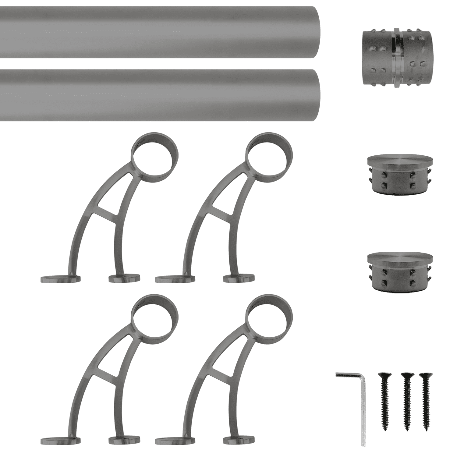 Wall Bar Mount Foot Rail Kit, Dark Gray Finish Stainless Steel Tubing w ...